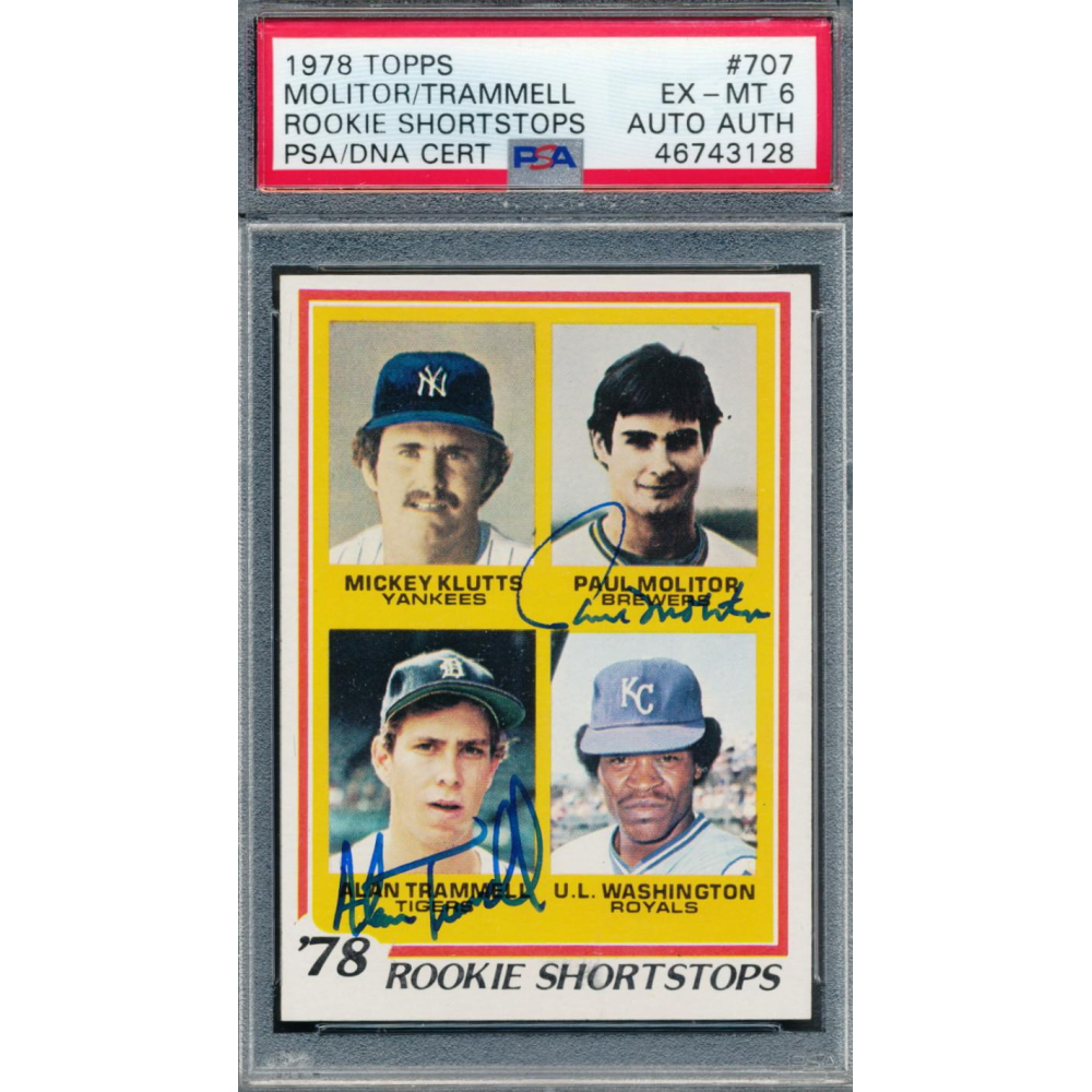 Paul Molitor & Alan Trammell Signed 1978 Topps #707 Rookie Shortstops ...