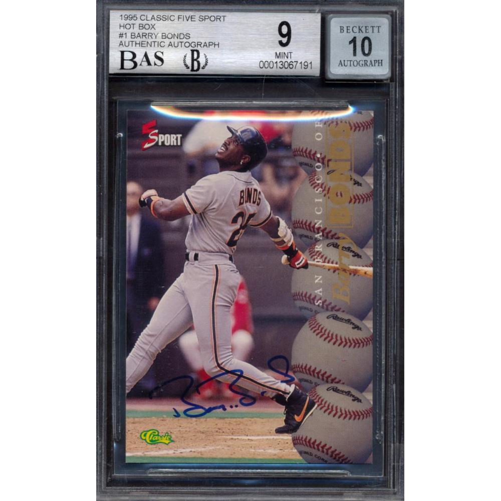 Barry Bonds 1995 Classic Five Sport Hot Box Autographs #1 #244/630 (BGS ...