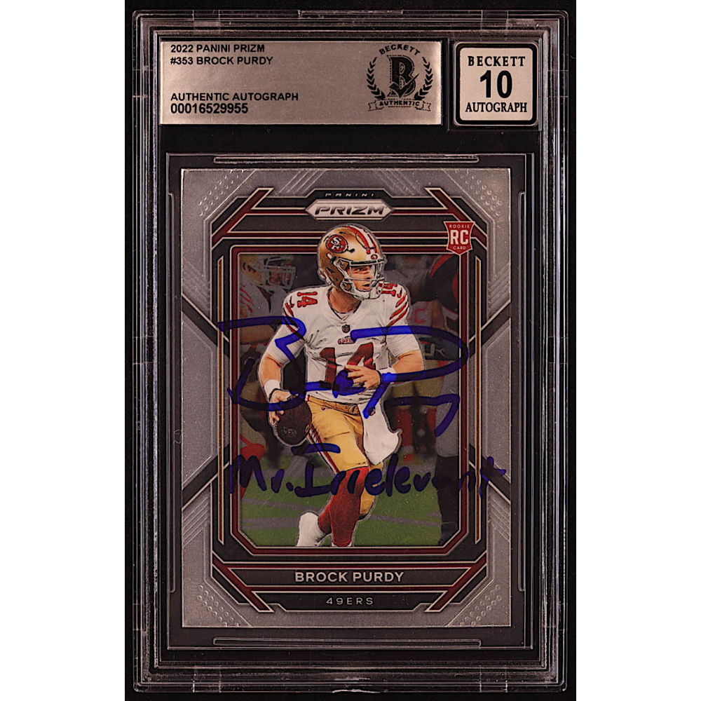 Brock Purdy Signed 2022 Panini Prizm #353 RC Inscribed "Mr. Irrelevent ...