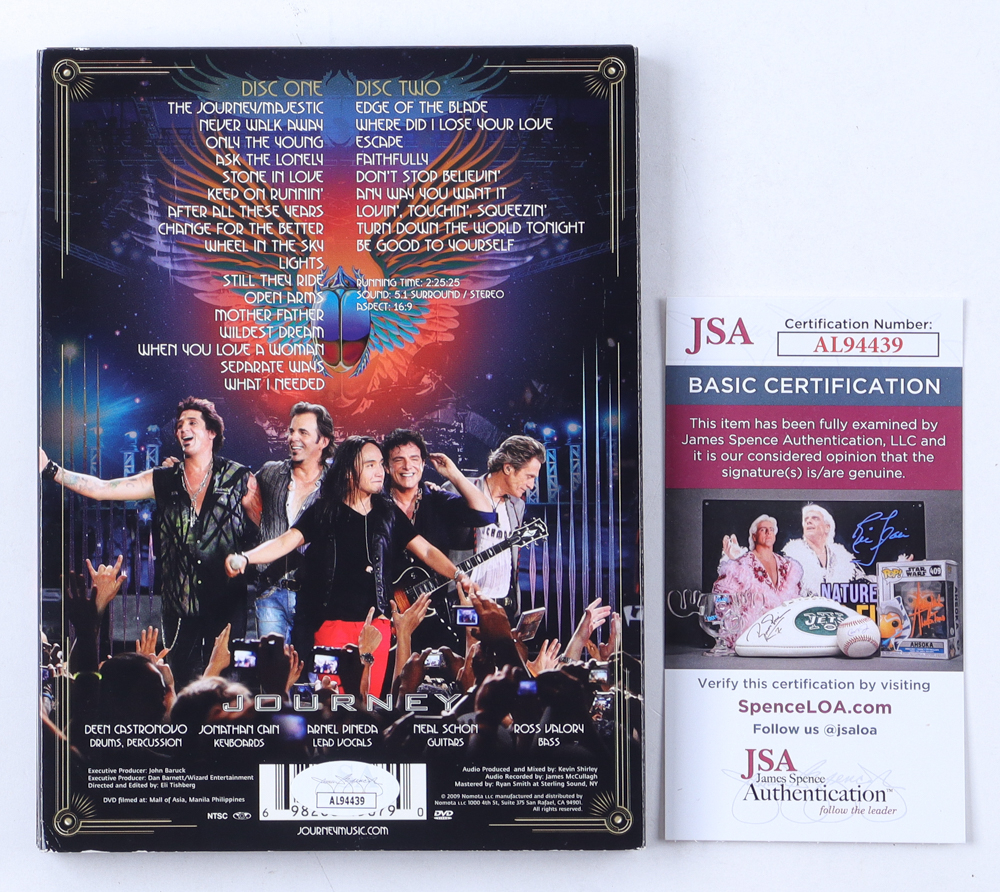 "Journey Live In Manila" DVD Cover Signed by (5) with Arnel Pineda, Neal Schon, Ross Valory ...