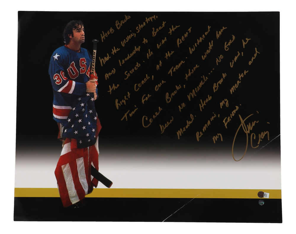 Jim Craig Signed Team USA 16x20 Photo with Extensive Inscription ...