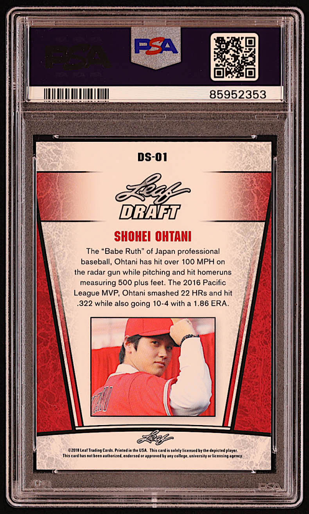 Shohei Ohtani 2018 Leaf Ohtani Draft Silver #DS01 RC (PSA 10) | Pristine Auction