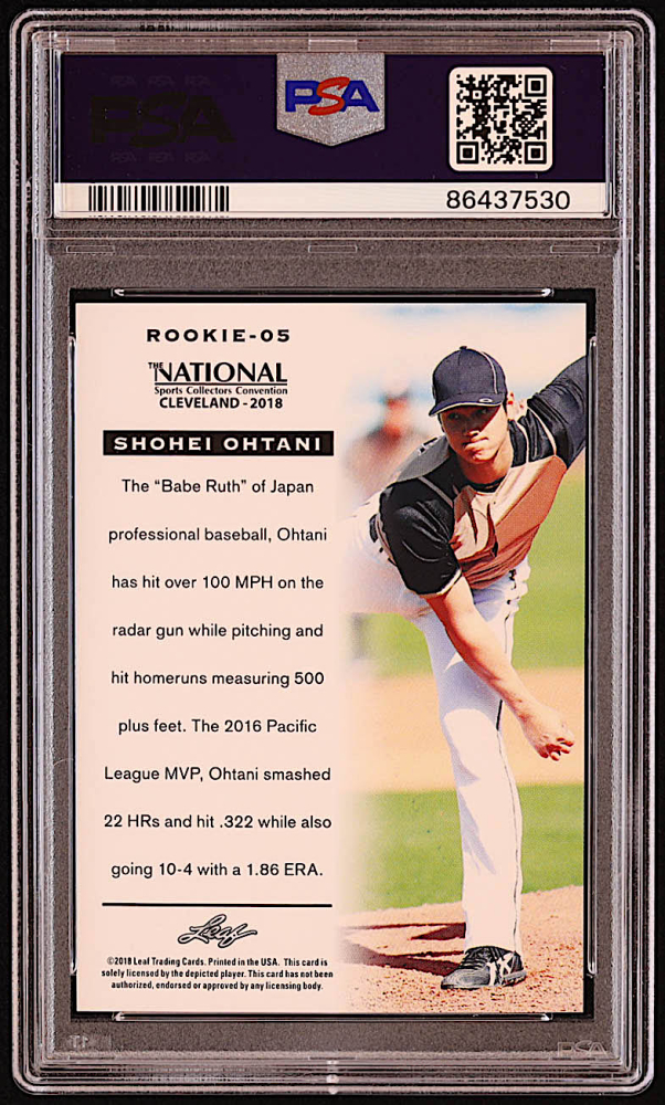 Shohei Ohtani 2018 Leaf National Convention Shohei Ohtani #Rookie05 RC (PSA 10) | Pristine Auction