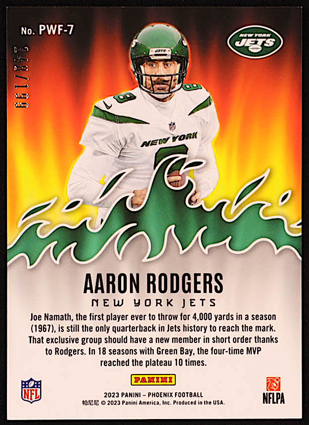Aaron Rodgers 2023 Panini Phoenix Playing with Fire Red #7 #148/199 ...