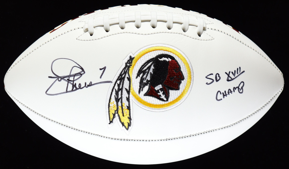 Joe Theismann Signed Redskins Logo Football Inscribed "SBXVII Champ ...