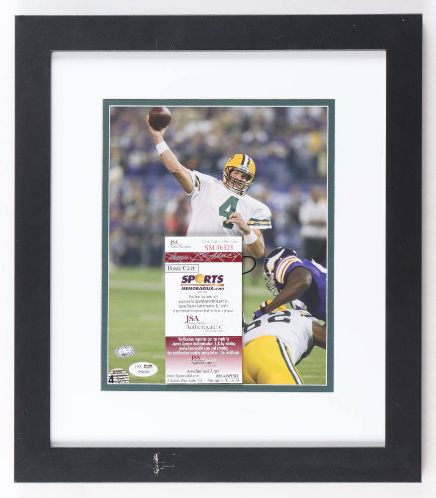 Brett Favre Signed Packers Custom Framed Photo (JSA & Favre) (See ...