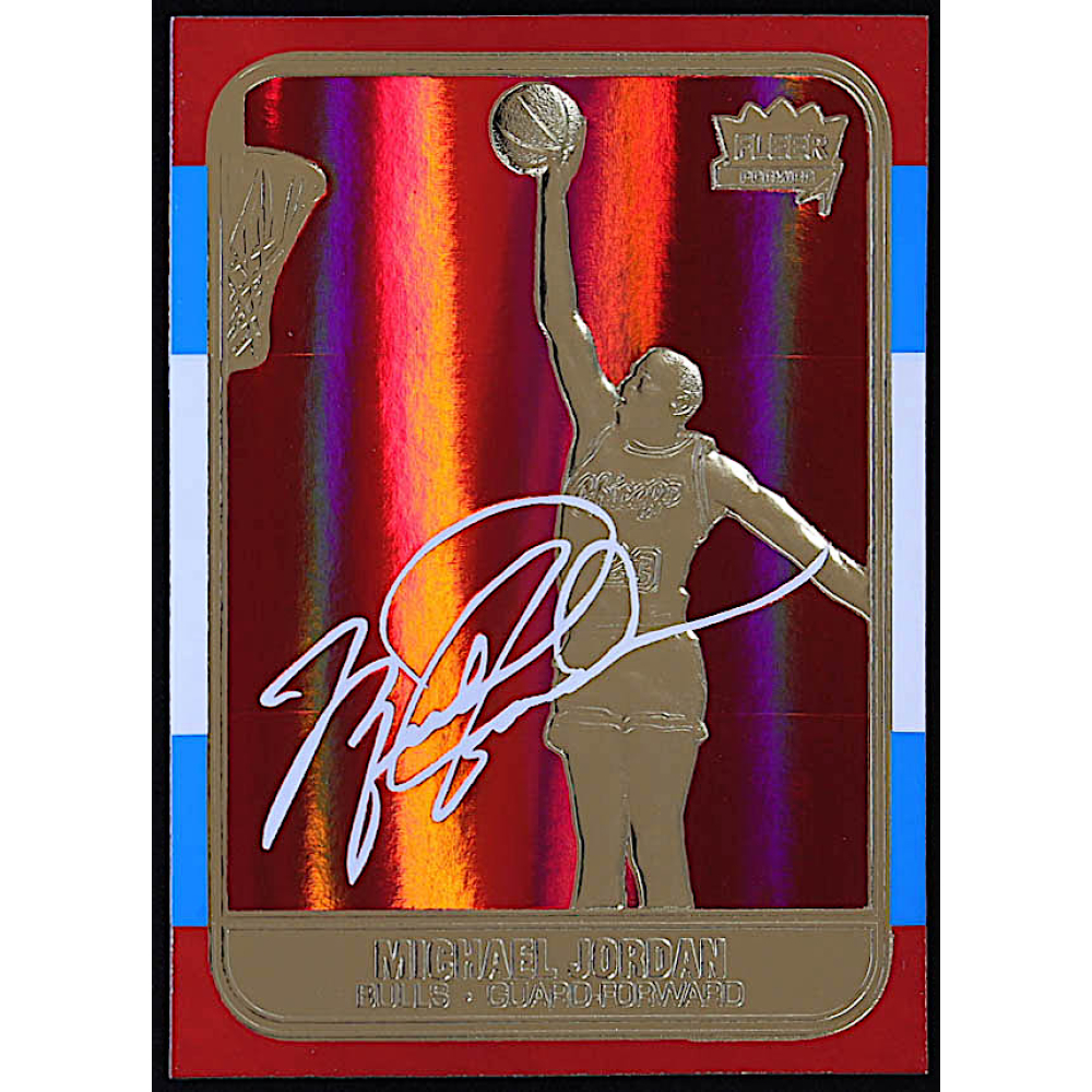 Michael Jordan 1997 Fleer Premier Signature Series Red Holo Refractor ...