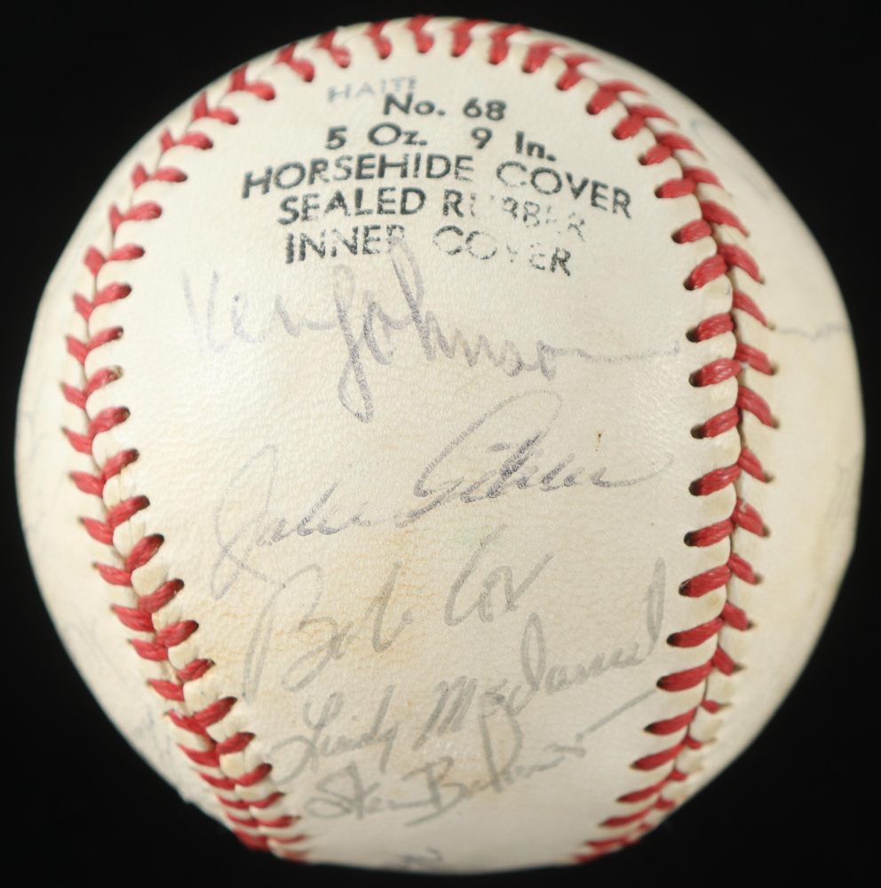 1969 Yankees AL Baseball Team-Signed by (20) with Elston Howard, Bobby ...