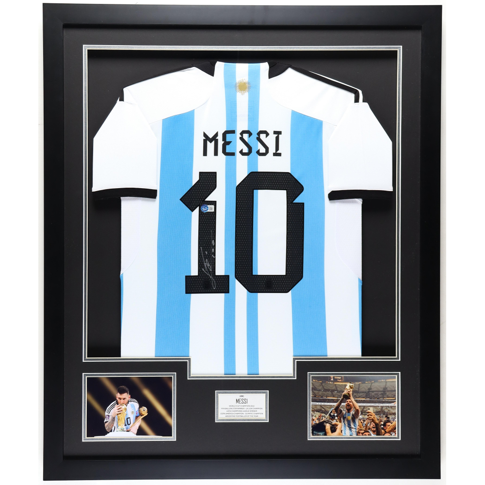 Lionel Messi Signed Team Argentina Custom Framed Jersey Display ...