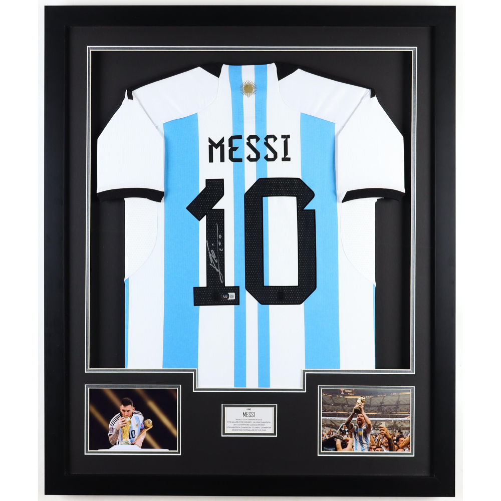 Lionel Messi Signed Team Argentina Custom Framed Jersey Display ...