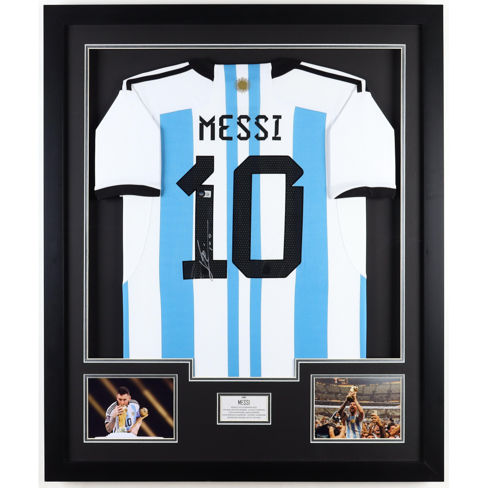 Lionel Messi Signed Team Argentina Custom Framed Jersey Display ...