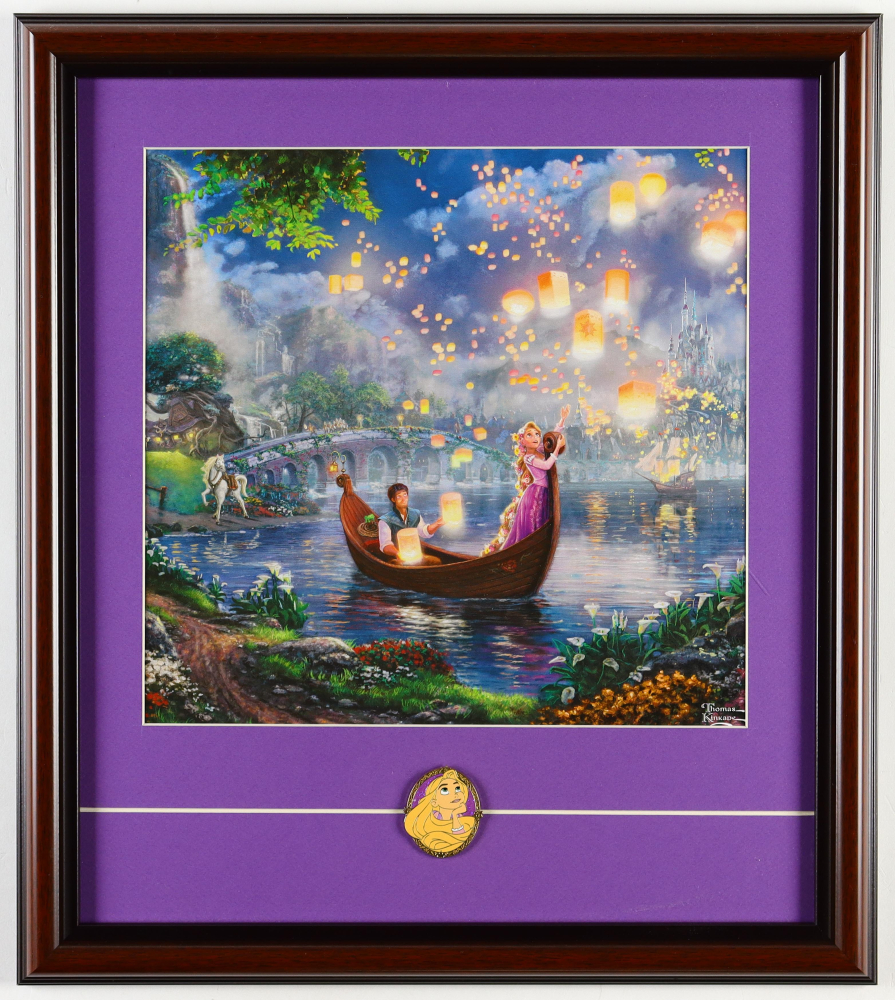 Thomas Kinkade "Tangled" Custom Framed Print Display with Rapunzel ...