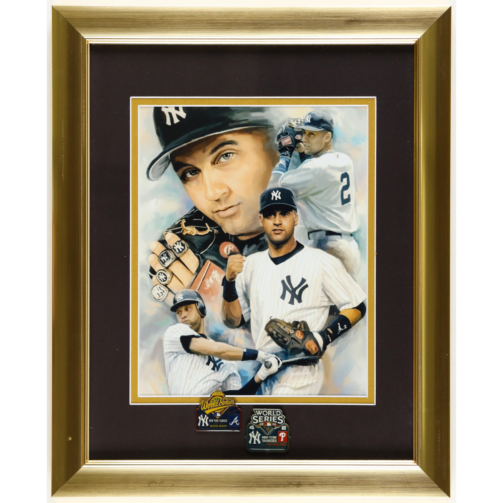 Derek Jeter Yankees Career Collage Custom Framed Photo Display With 1996 & 2008 World Series ...