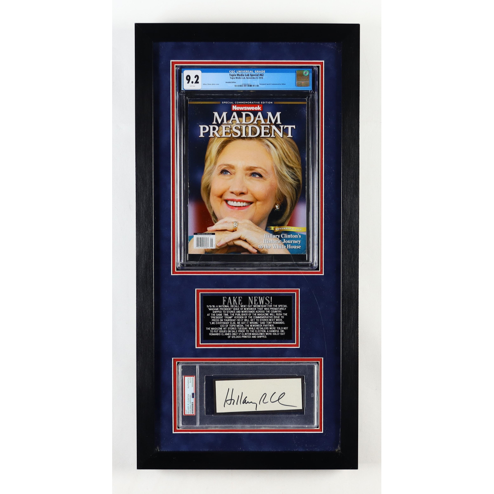Hillary Clinton Signed Custom Framed Cut Display with Original Recalled ...