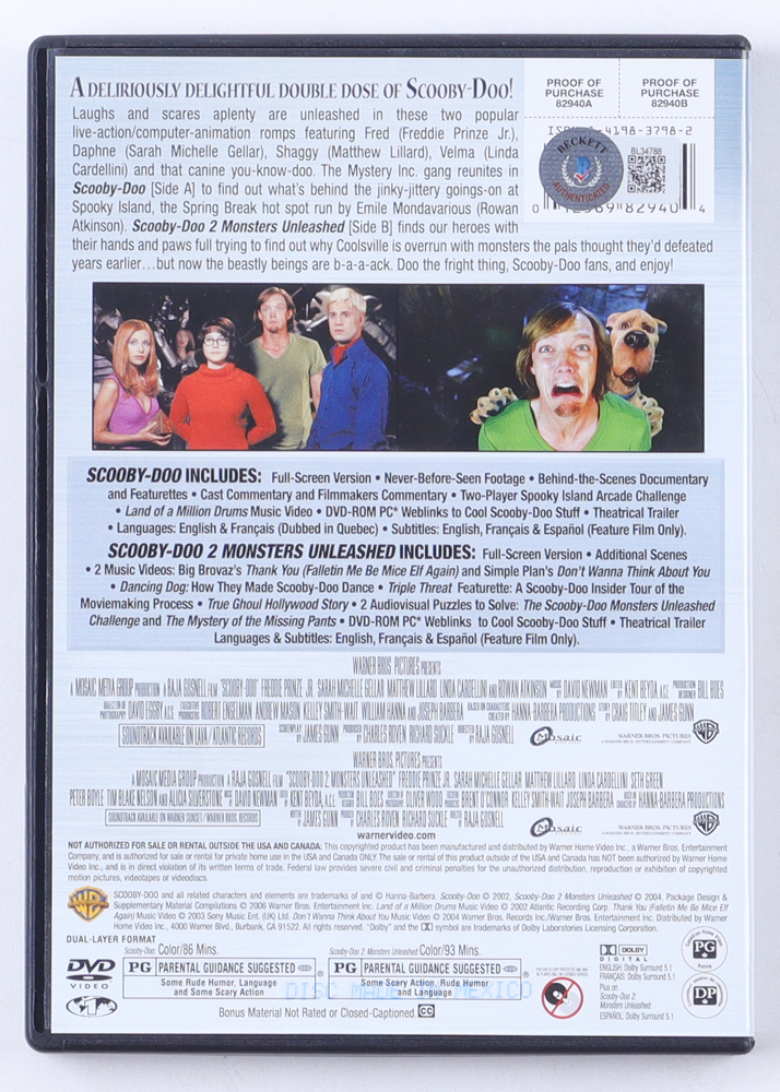 Matthew Lillard Signed "Scooby-Doo Double Feature" DVD Cover (Beckett ...