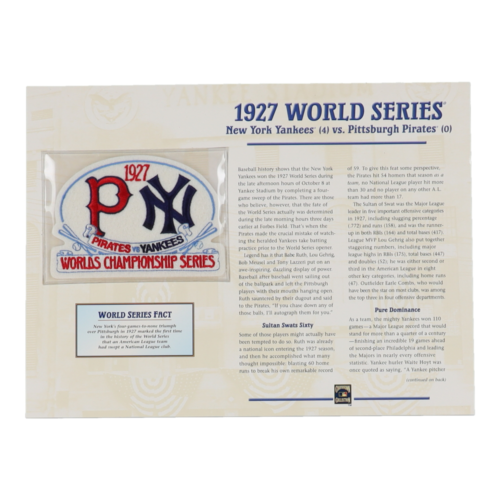 1927 Yankees Pirates World Series Cooperstown Collections Statistics ...