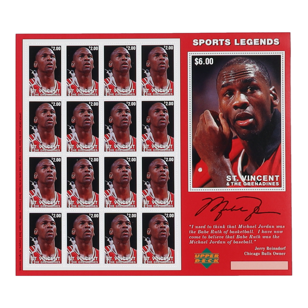 Michael Jordan Bulls Full Uncut Postage Stamp Sheet With (16) Stamps ...