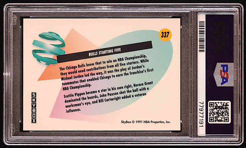 Bulls Starting Five 1991-92 SkyBox #337 Great Moments from/the NBA ...