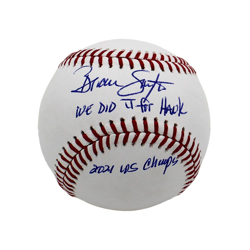 Brian Snitker Signed OML Baseball Inscribed "2021 WS Champs" & "We Did it for Hank" (Snitker ...