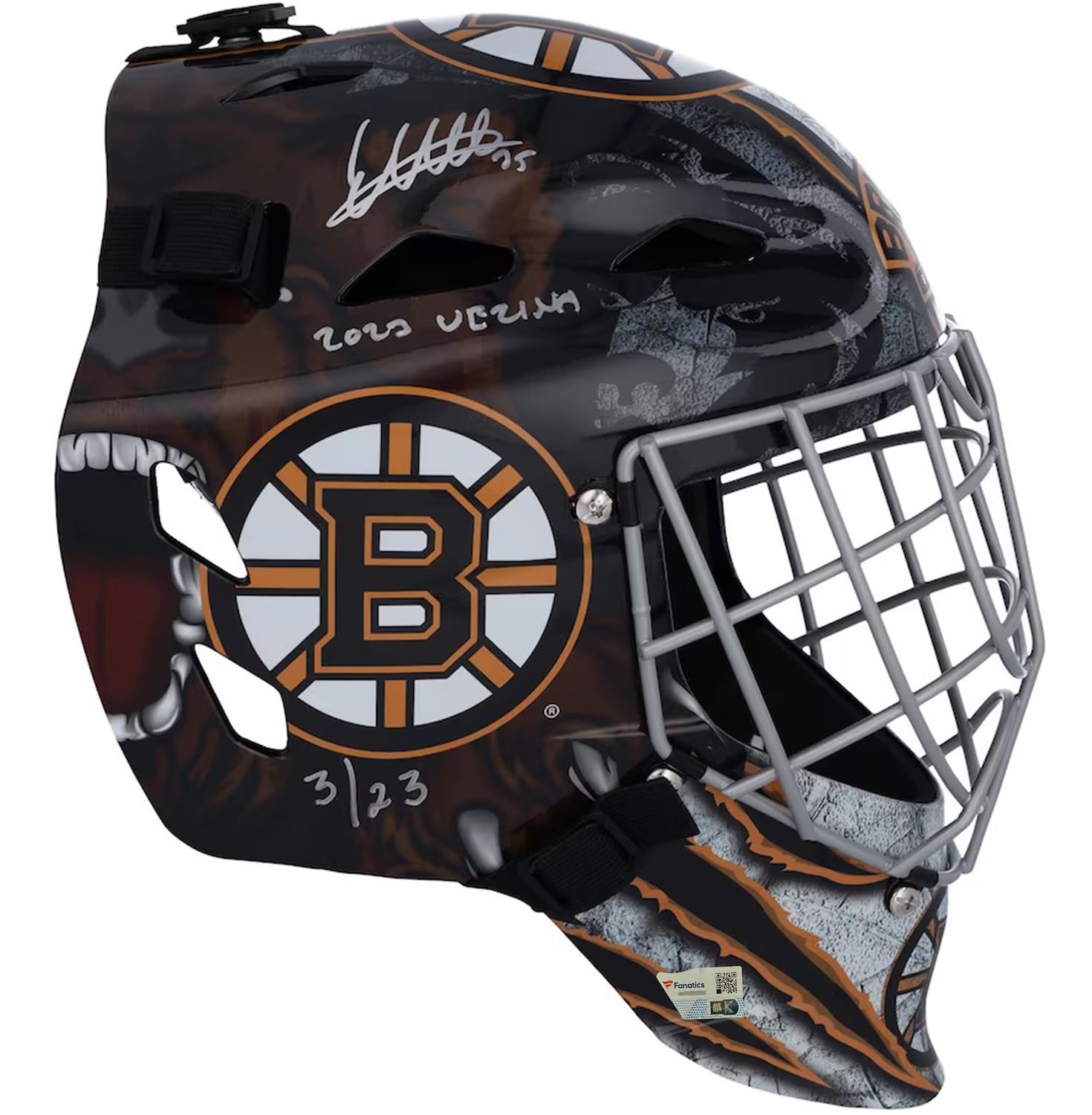 Linus Ullmark Signed Bruins LE Full-Size Hockey Goalie Mask Inscribed ...