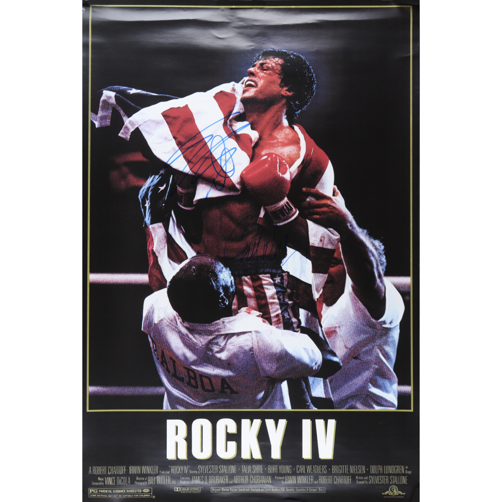 Sylvester Stallone & Carl Weathers Dual-Signed "Rocky IV" 27x40 Movie ...