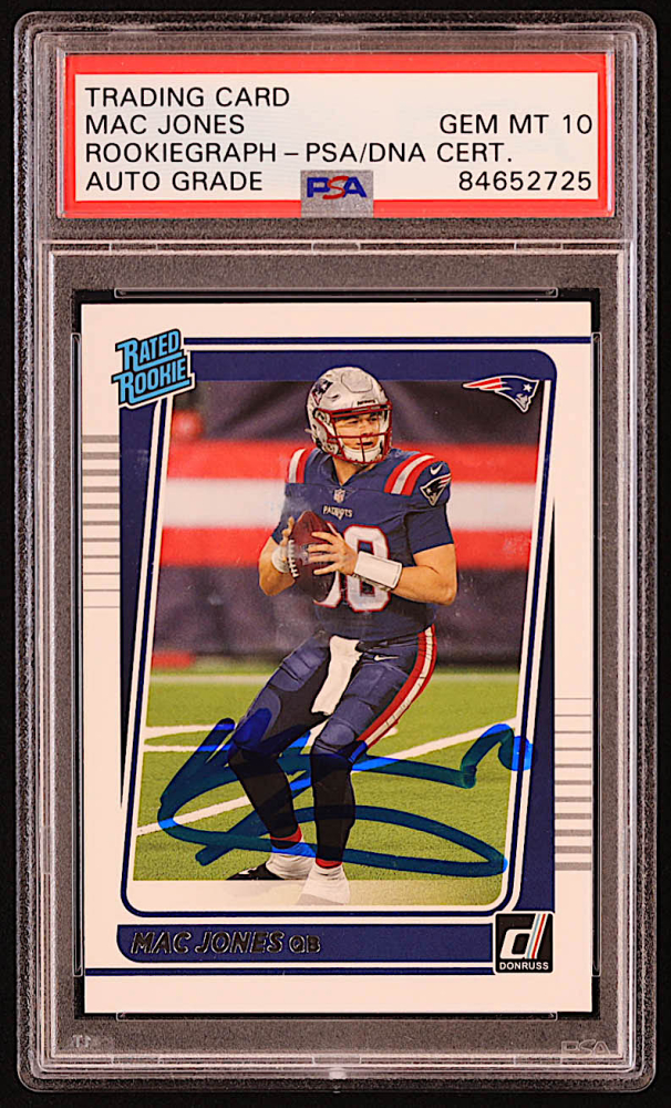 Mac Jones Signed 2021 Donruss #255 RR RC (PSA | Autograph Graded PSA 10 ...