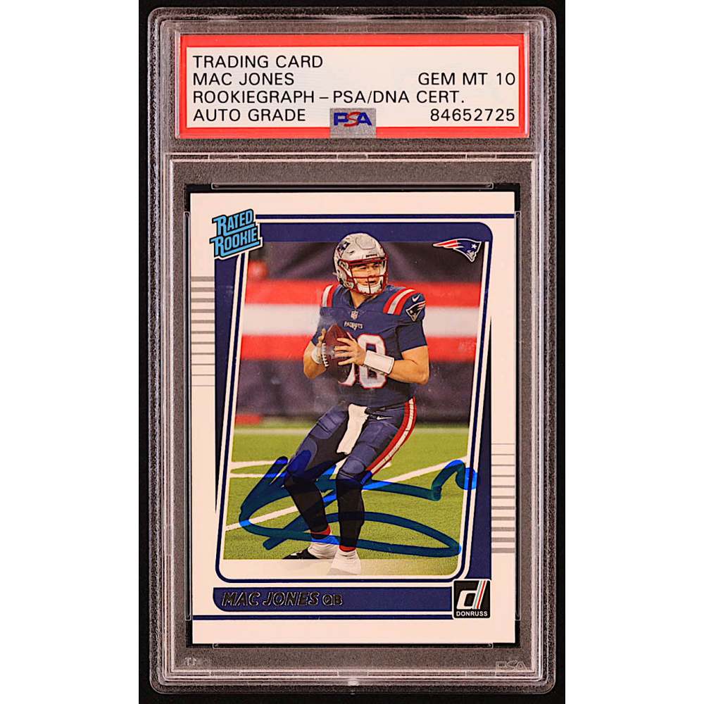 Mac Jones Signed 2021 Donruss #255 RR RC (PSA | Autograph Graded PSA 10 ...