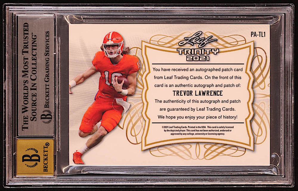 Trevor Lawrence 2021 Leaf Trinity Patch Autographs #PATL1 RC (BGS 9 ...