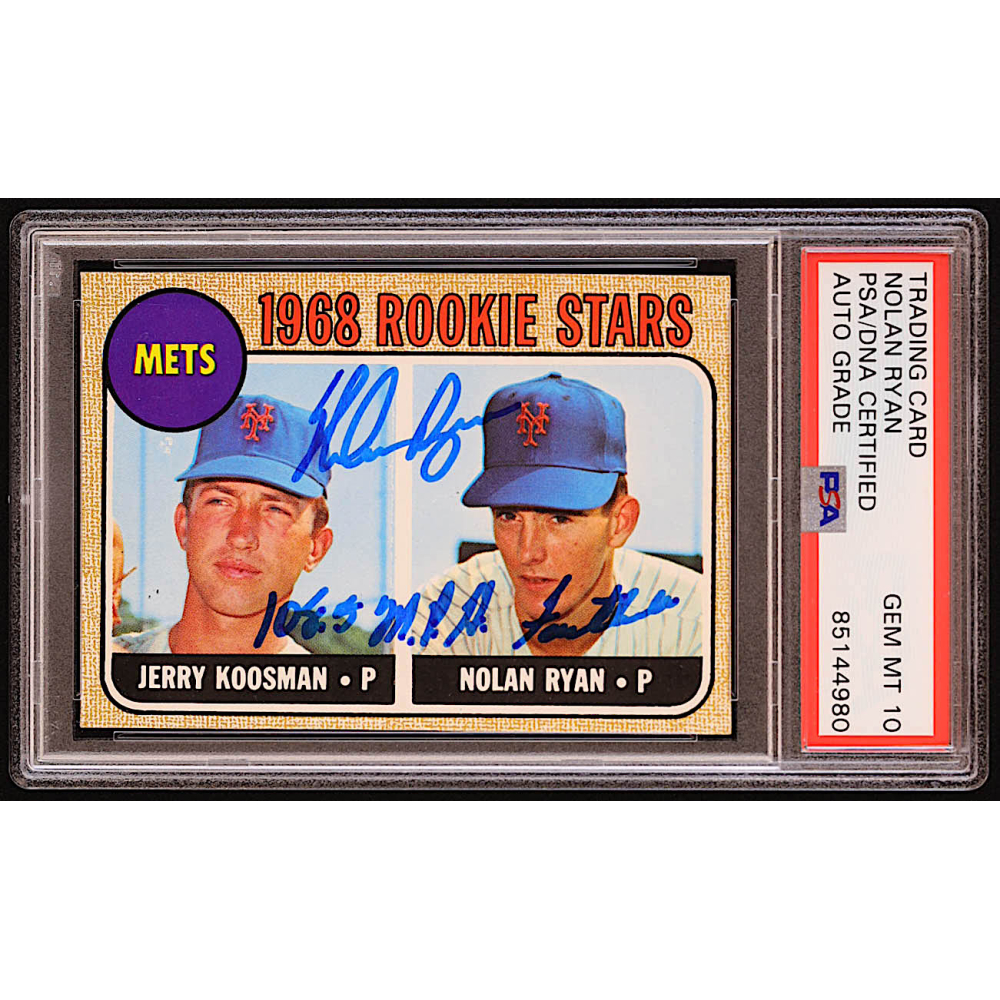 Nolan Ryan Signed 1968 Topps #177 Rookie Stars RC Inscribed "108.5 M.P ...