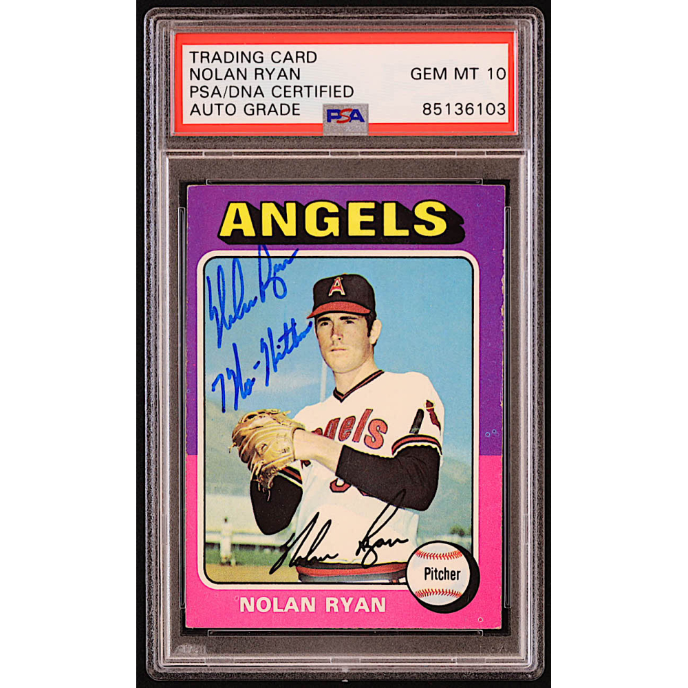 Nolan Ryan Signed 1975 Topps #500 Inscribed "7 No-Hitters" (PSA ...