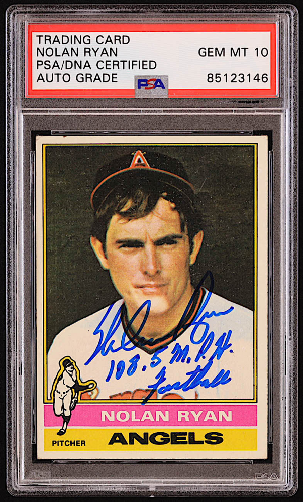 Nolan Ryan Signed 1976 Topps #330 Inscribed "108.5 M.P.H. Fastball ...