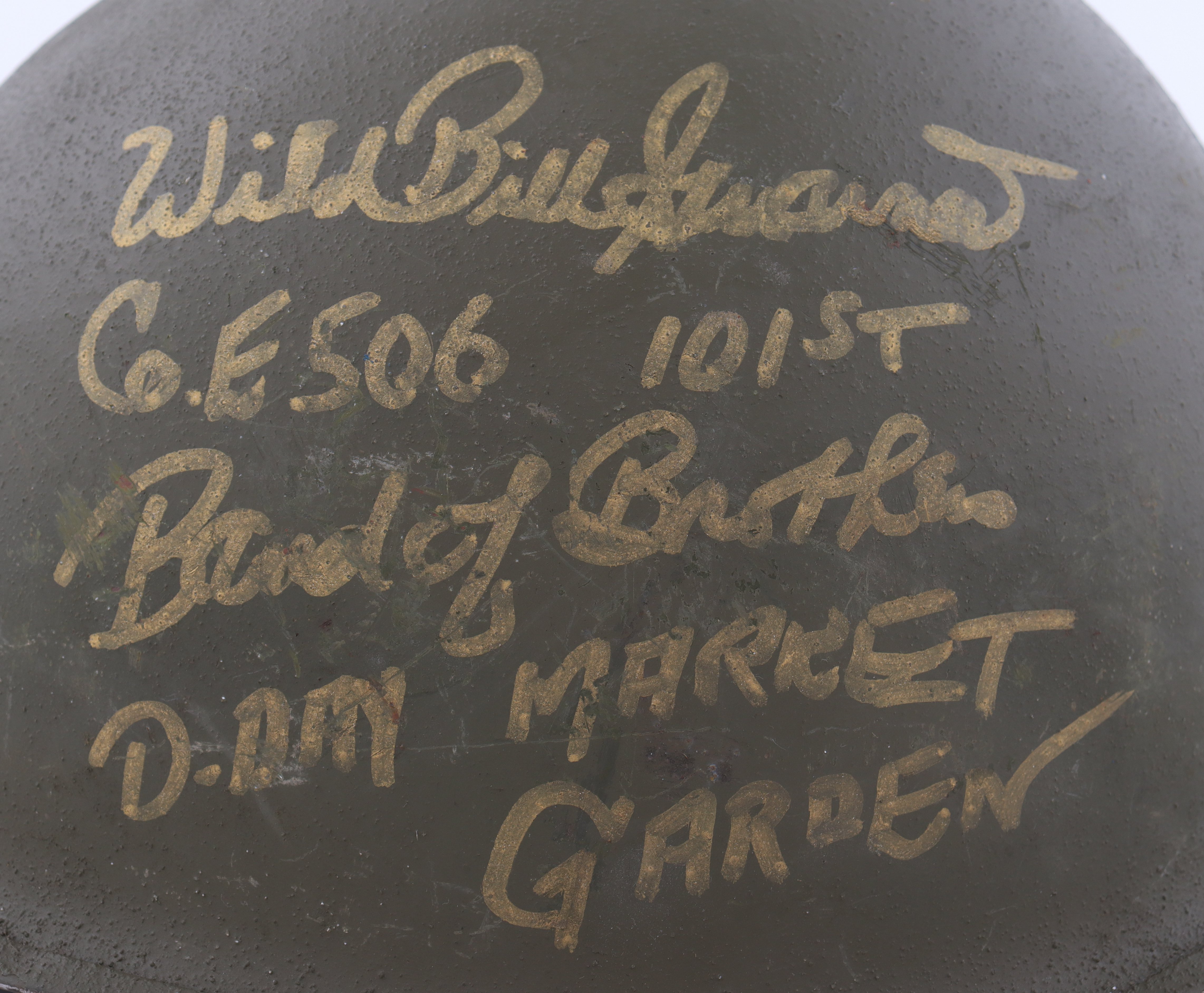 "Wild" Bill Guarnere Signed Army WWII Helmet Inscribed "Band of ...