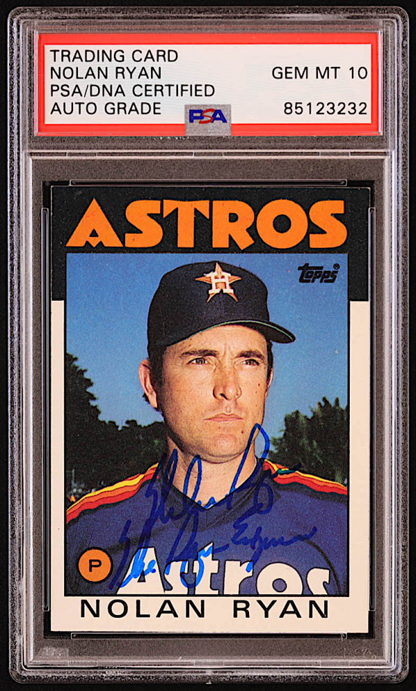 Nolan Ryan Signed 1986 Topps #100 Inscribed "The Ryan Express" (PSA ...