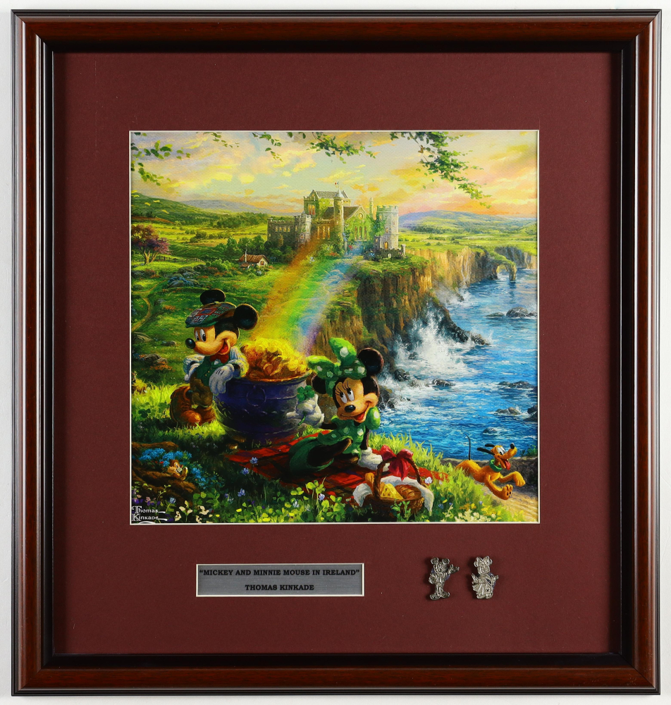 Thomas Kinkade "Mickey and Minnie Mouse in Ireland" Custom Framed Print ...