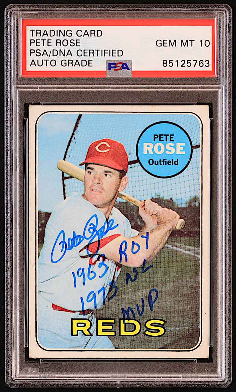 Pete Rose Signed 1969 Topps #120 Inscribed "1963 ROY" & "1973 NL MVP ...