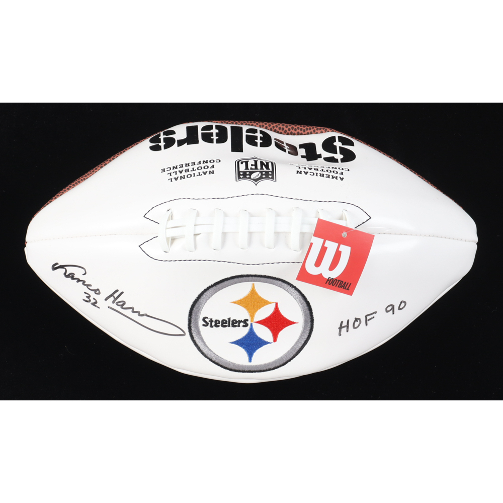 Franco Harris Signed Steelers Logo Football Inscribed "HOF 90 ...
