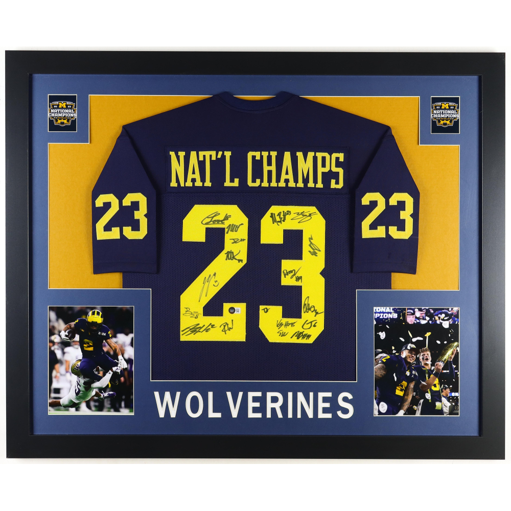 2023 National Champions Michigan Wolverines Custom Framed Jersey ...