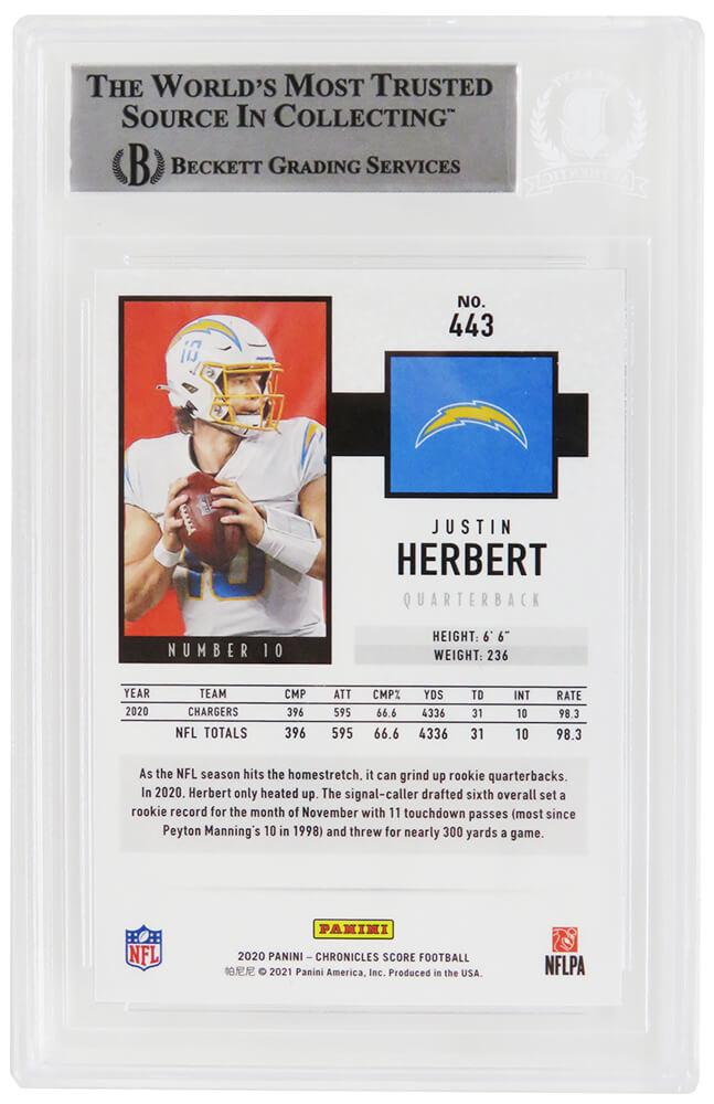 Justin Herbert Signed 2020 Score Chronicles #443 RC (BGS) | Pristine ...