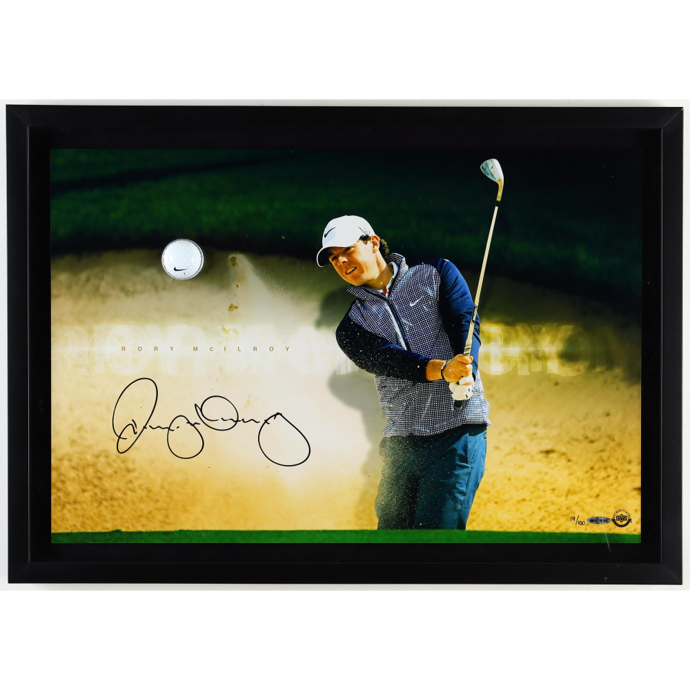 Rory McIlroy Signed LE "Sandtrap" Custom Framed Breaking Through ...