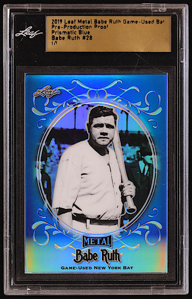 Babe Ruth 2019 Leaf Metal Babe Ruth Collection Game-Used Prismatic Blue ...