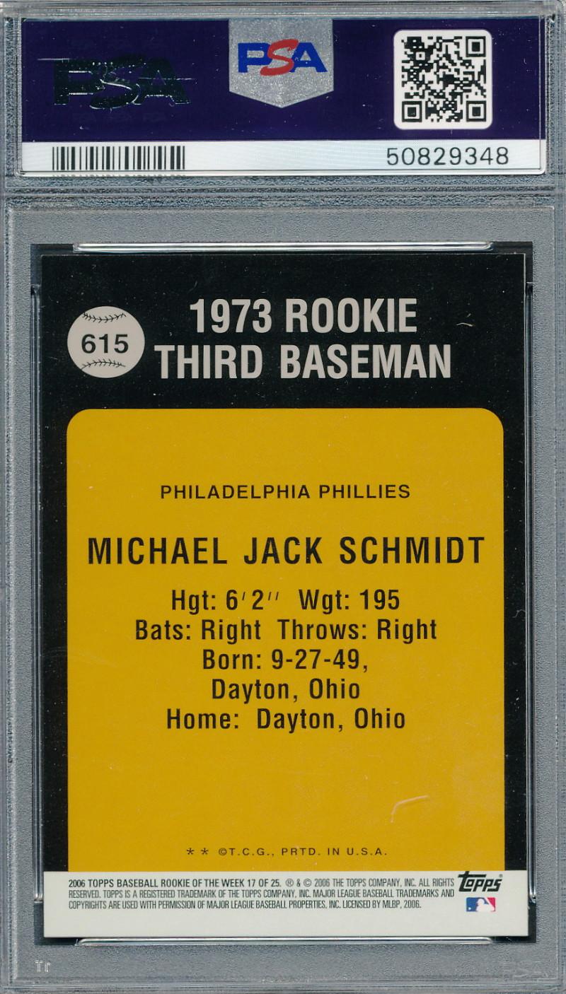 Mike Schmidt 2006 Topps Rookie of the Week #17 73 (PSA 10) | Pristine ...