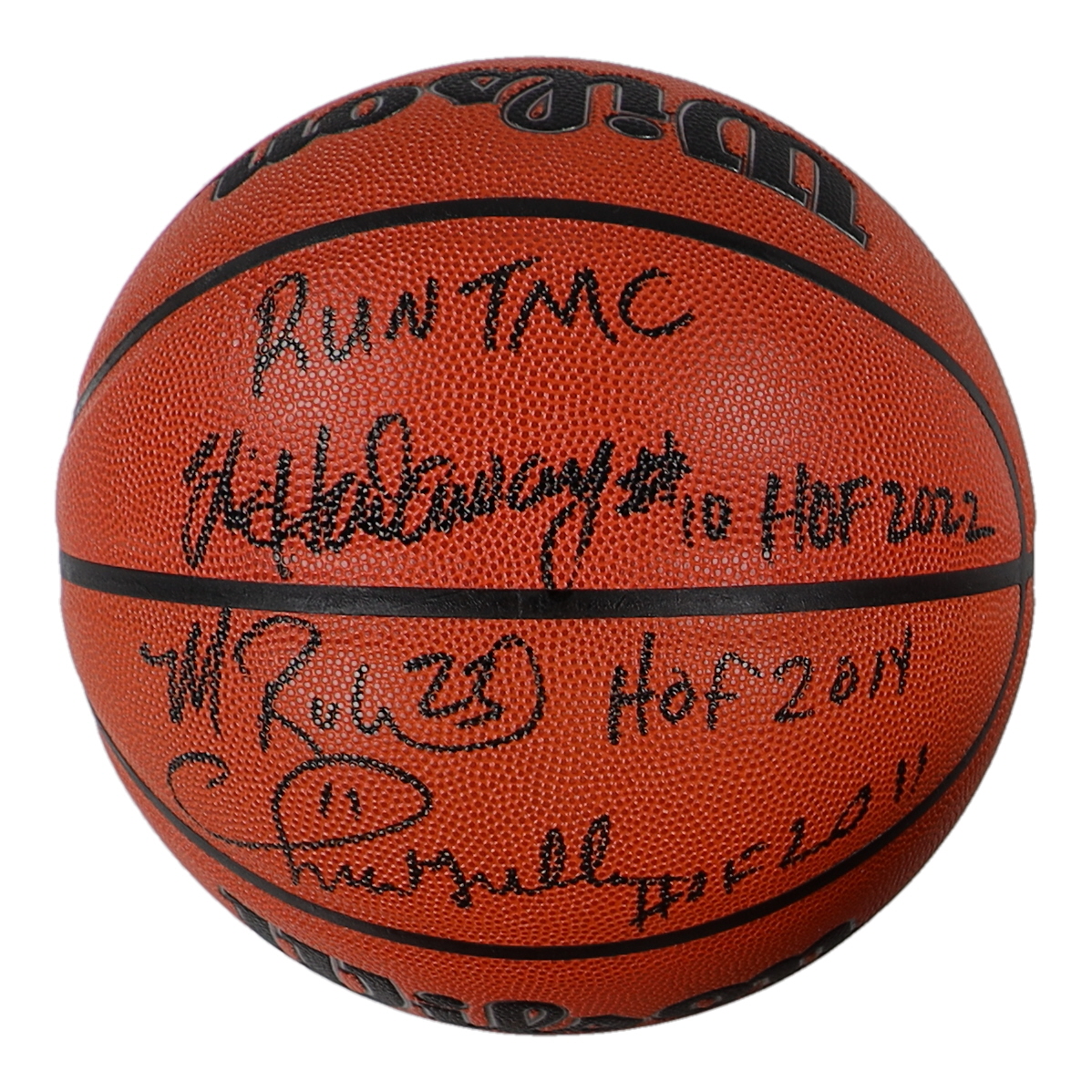 Chris Mullin, Mitch Richmond, & Tim Hardaway Signed NBA Basketball Inscribed "Run TMC", "HOF ...