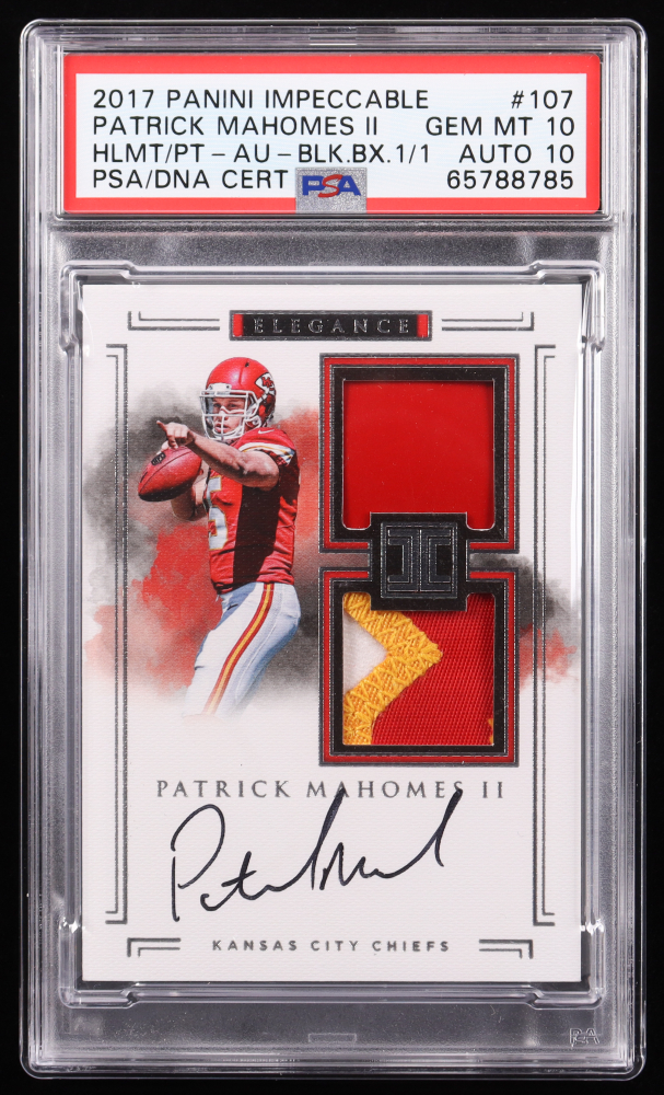 Patrick Mahomes II 2017 Panini Impeccable Helmet Patch Autographs ...