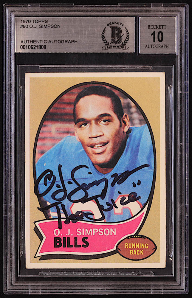 O.J. Simpson Signed 1970 Topps #90 RC Inscribed "The Juice" (BGS ...