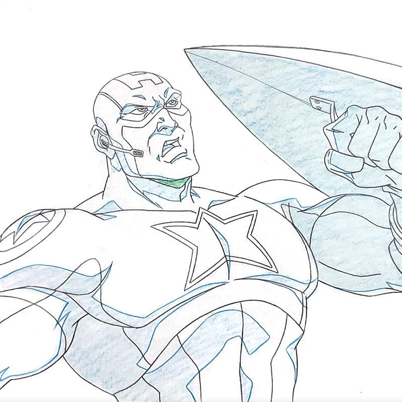 Marvel Comics "Captain America" 14x10 Original Production Drawing on ...