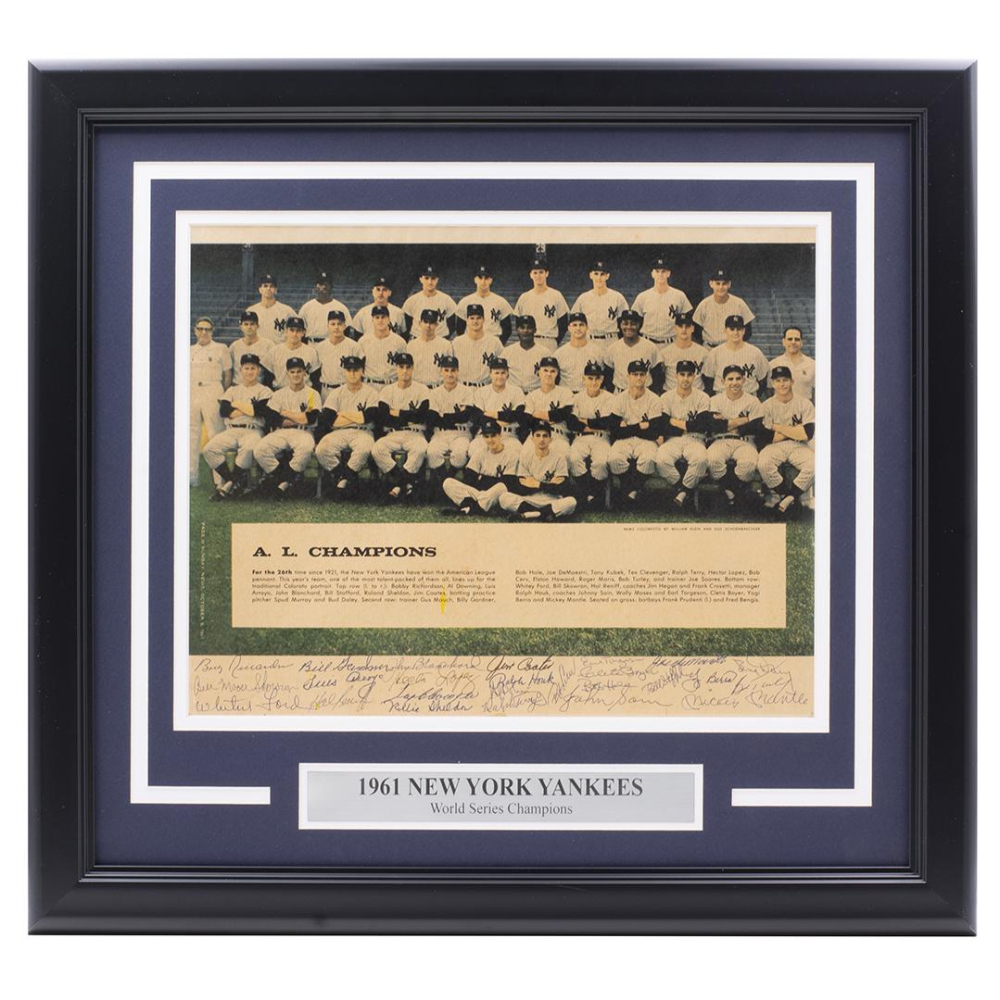 1961 Yankees Custom Framed Photo Display Team-Signed By (25) with ...