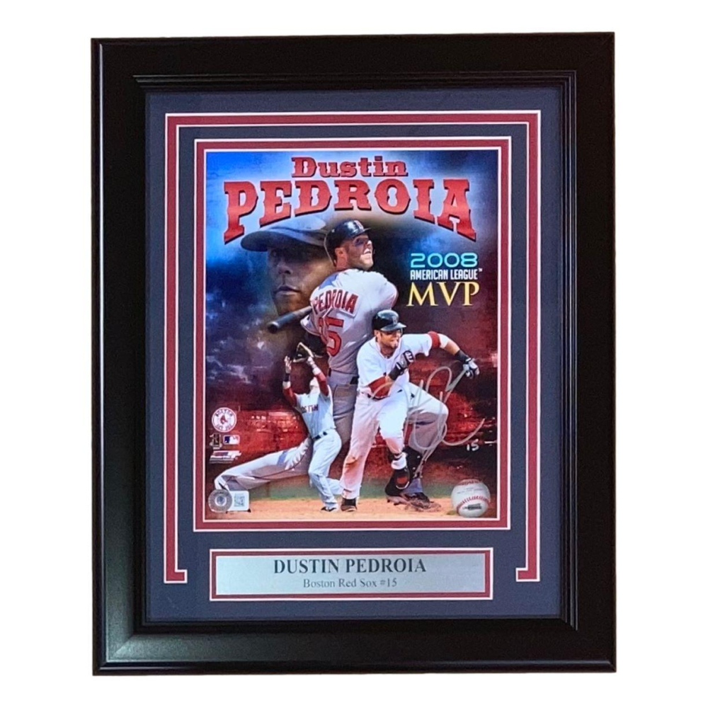 Dustin Pedroia Signed Red Sox Custom Framed Photo (Beckett) | Pristine Auction