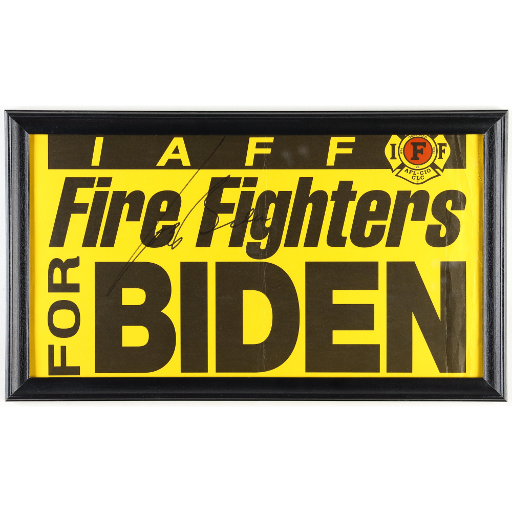 Joe Biden Signed "Firefighters For Biden" Custom Framed Poster Display ...