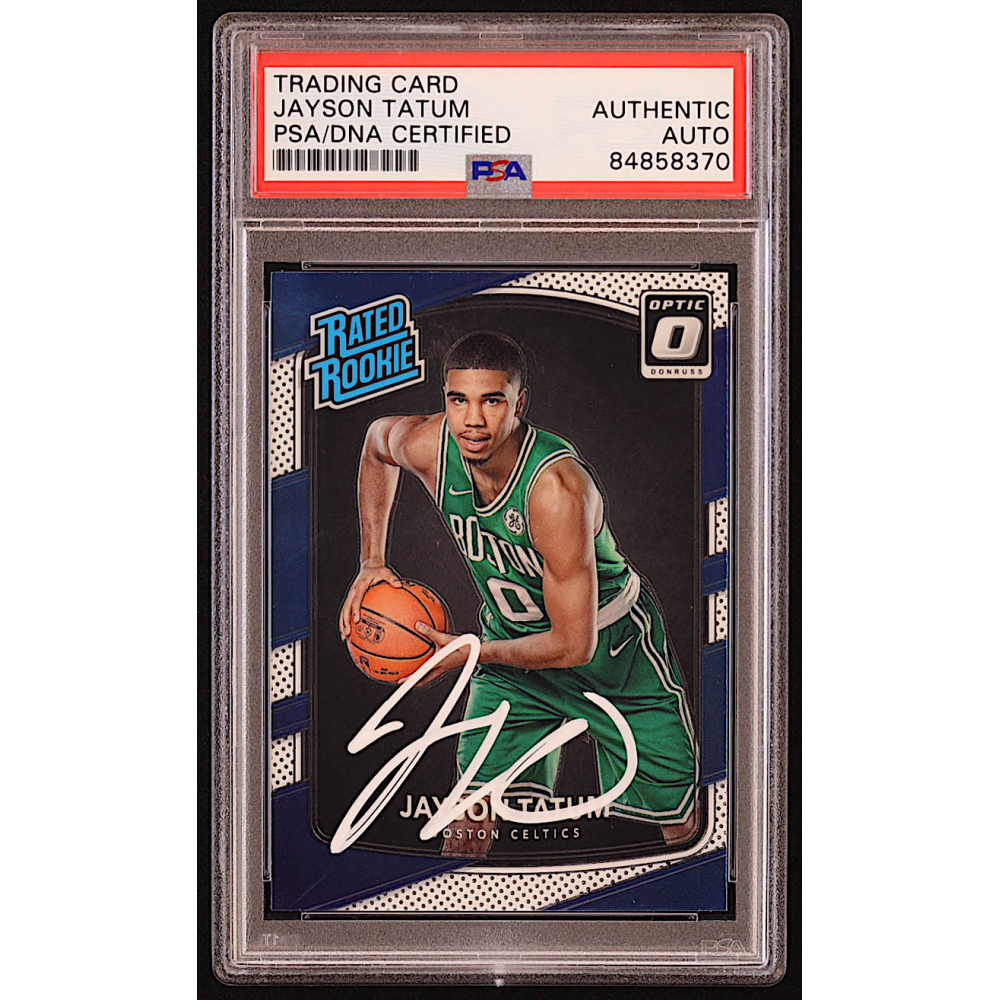 Jayson Tatum Signed 2017-18 Donruss Optic #198 RR RC (PSA) | Pristine ...