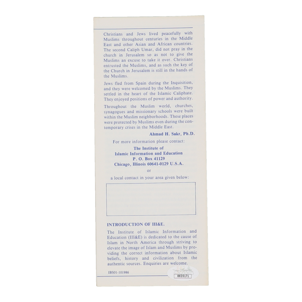 Muhammad Ali Signed "Introducing Islam" Pamphlet Inscribed "91" (JSA ...